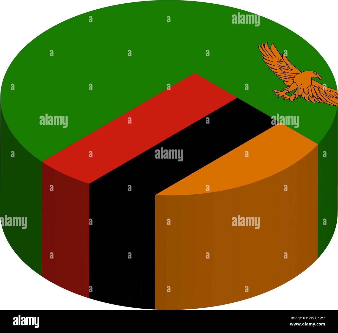 Zambia flag - 3D isometric circle isolated on white background. Vector object Stock Vector Image ...