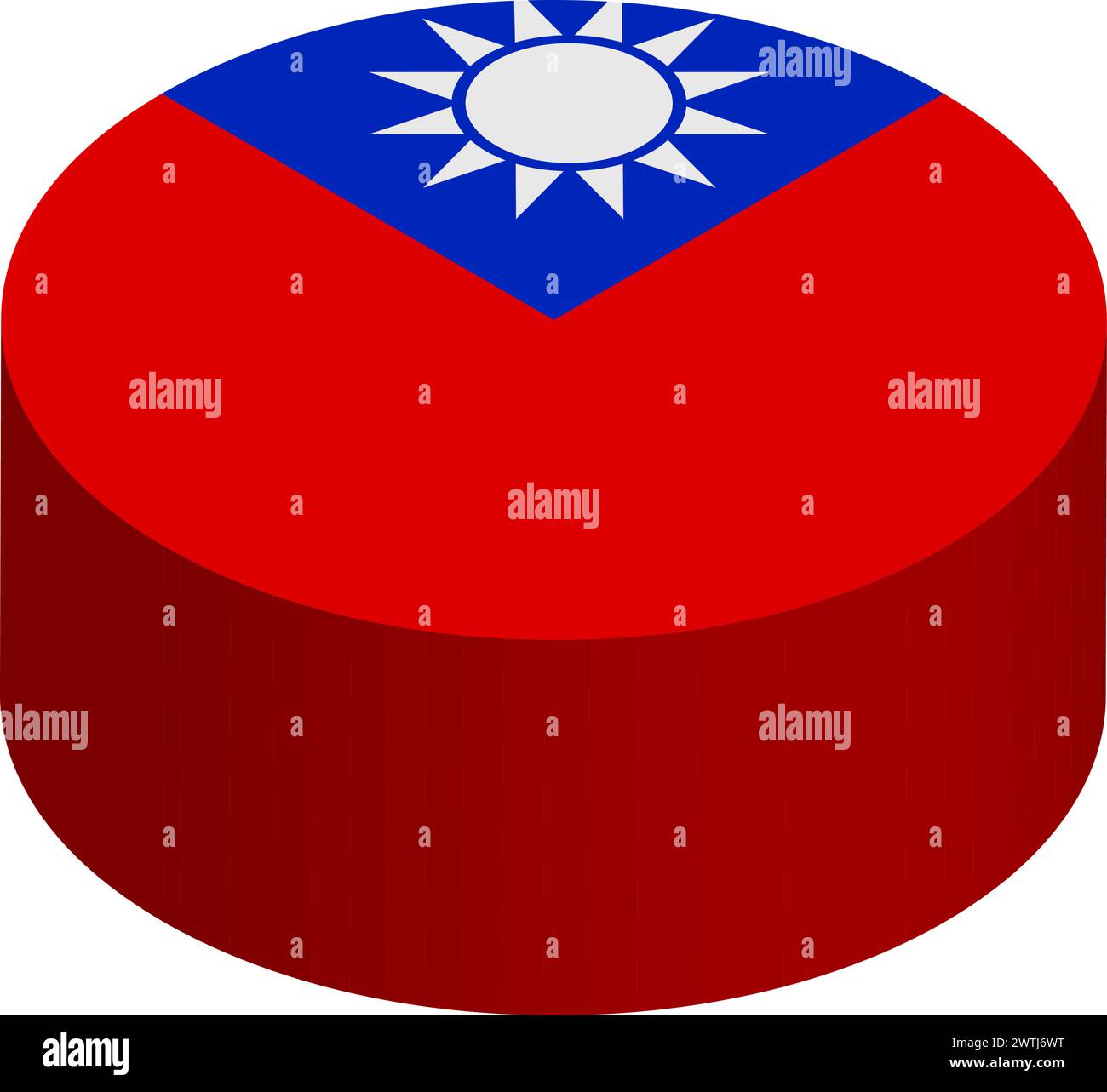 Taiwan flag - 3D isometric circle isolated on white background. Vector object Stock Vector Image ...