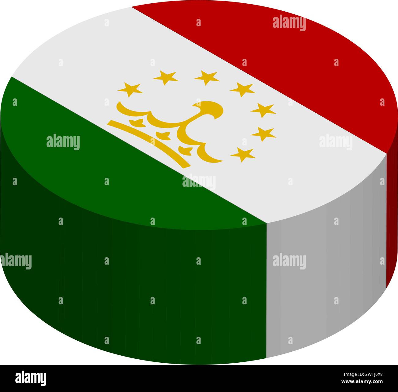 Tajikistan flag - 3D isometric circle isolated on white background. Vector object Stock Vector ...