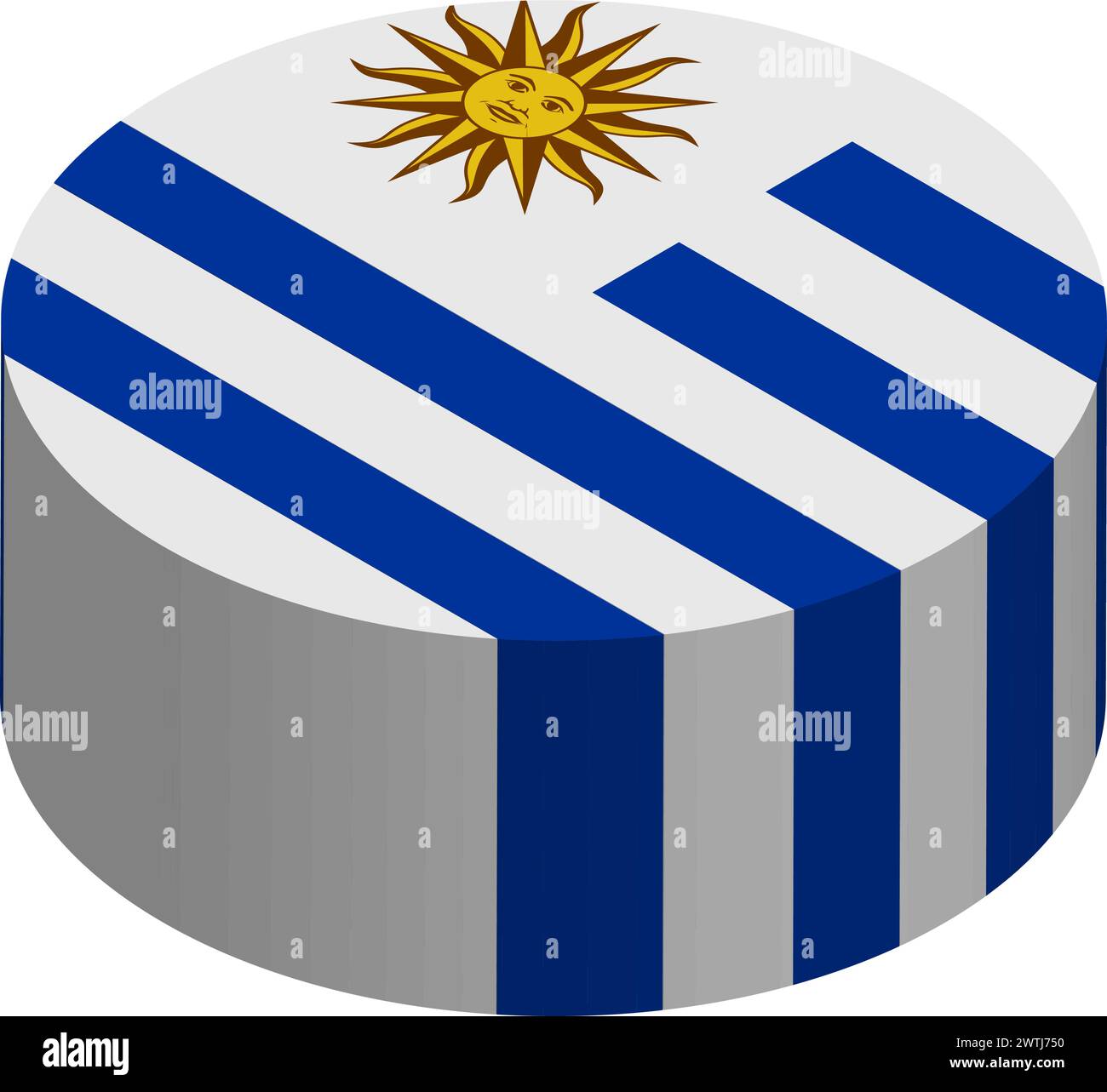Uruguay flag - 3D isometric circle isolated on white background. Vector object Stock Vector ...
