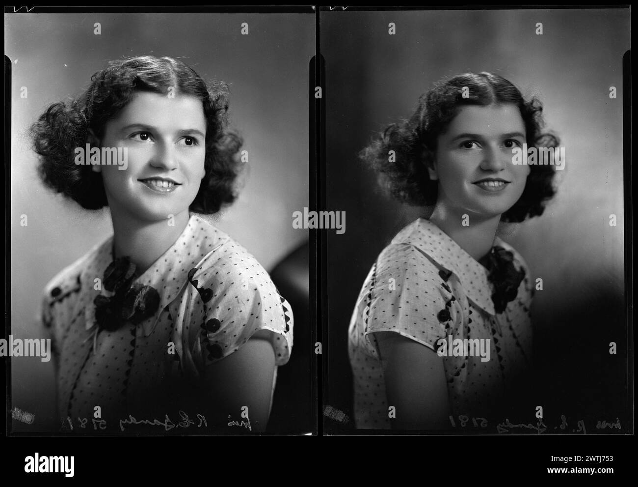 Miss RE Gandy black-and-white negatives, studio portraits, gelatin ...