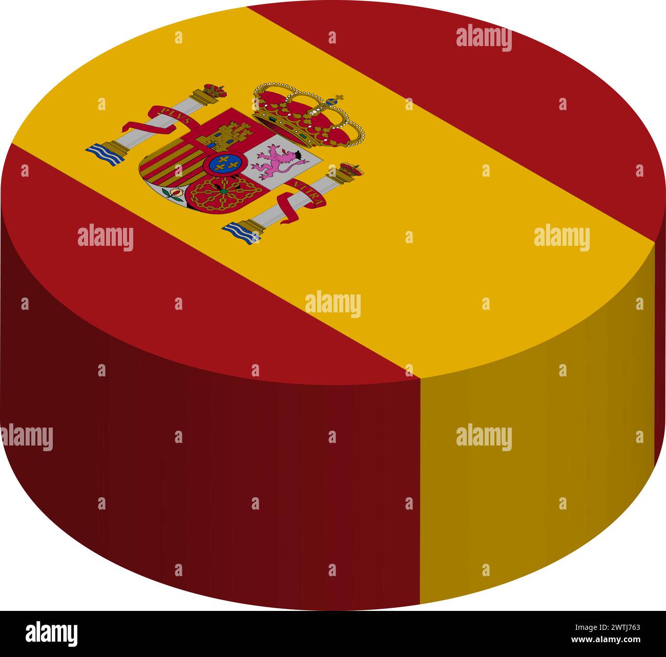 Spain flag - 3D isometric circle isolated on white background. Vector object Stock Vector Image ...