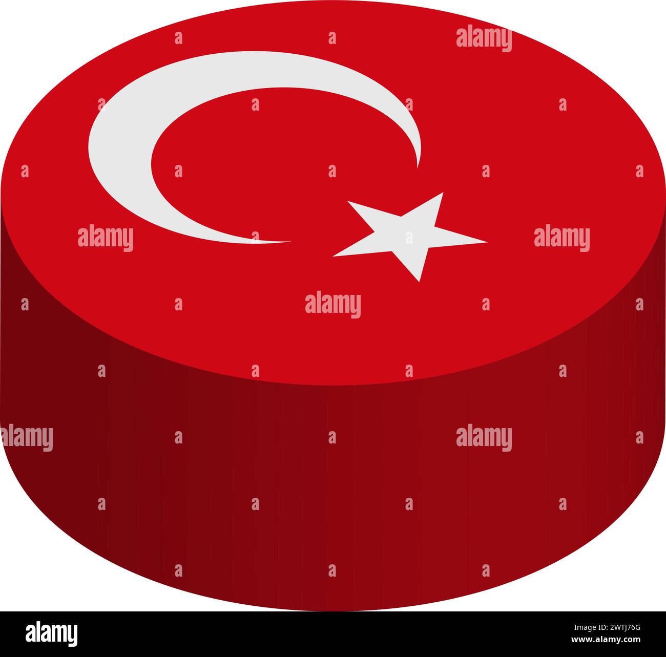 Turkey flag - 3D isometric circle isolated on white background. Vector object Stock Vector Image ...