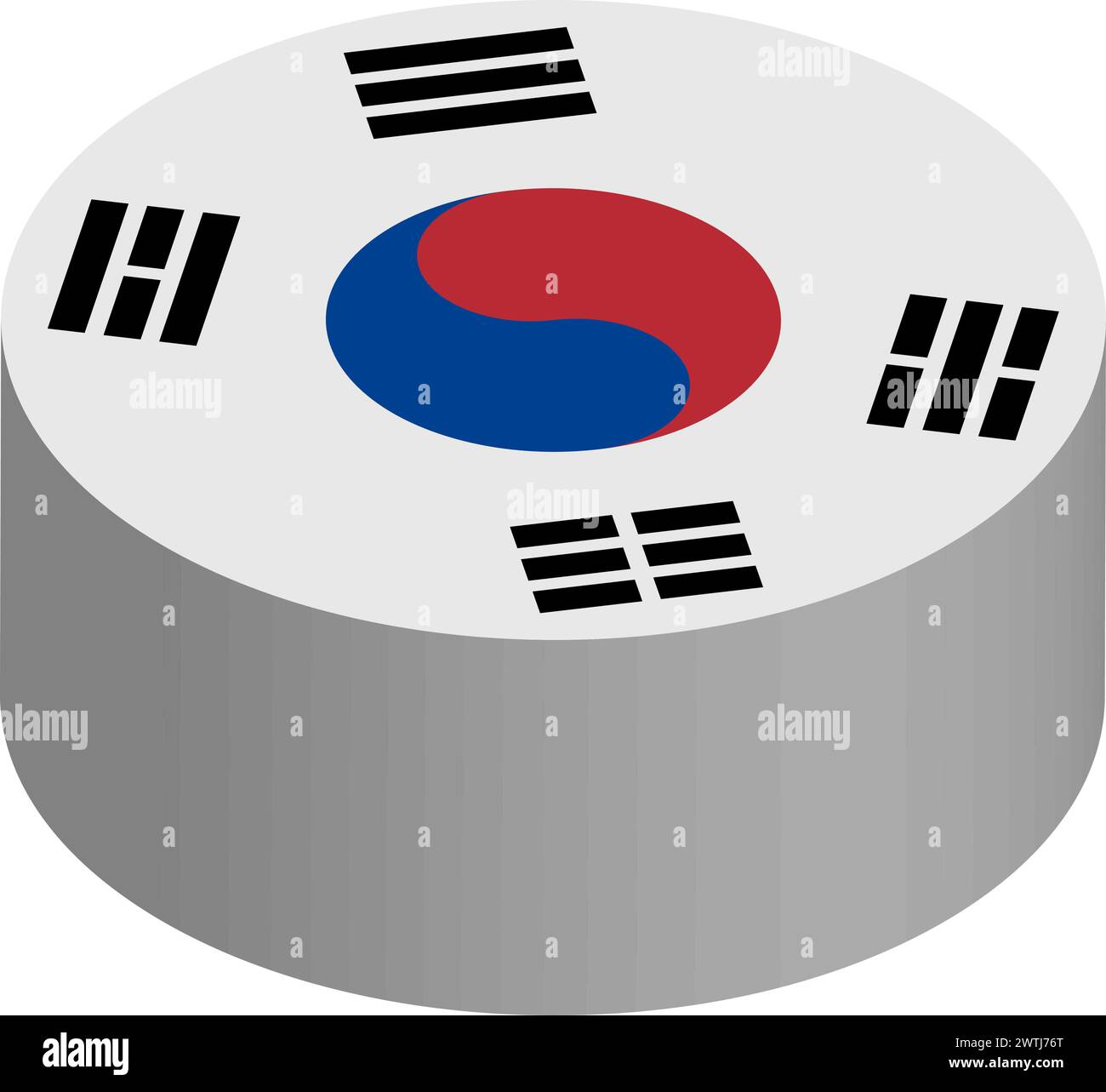 South Korea flag - 3D isometric circle isolated on white background. Vector object Stock Vector ...