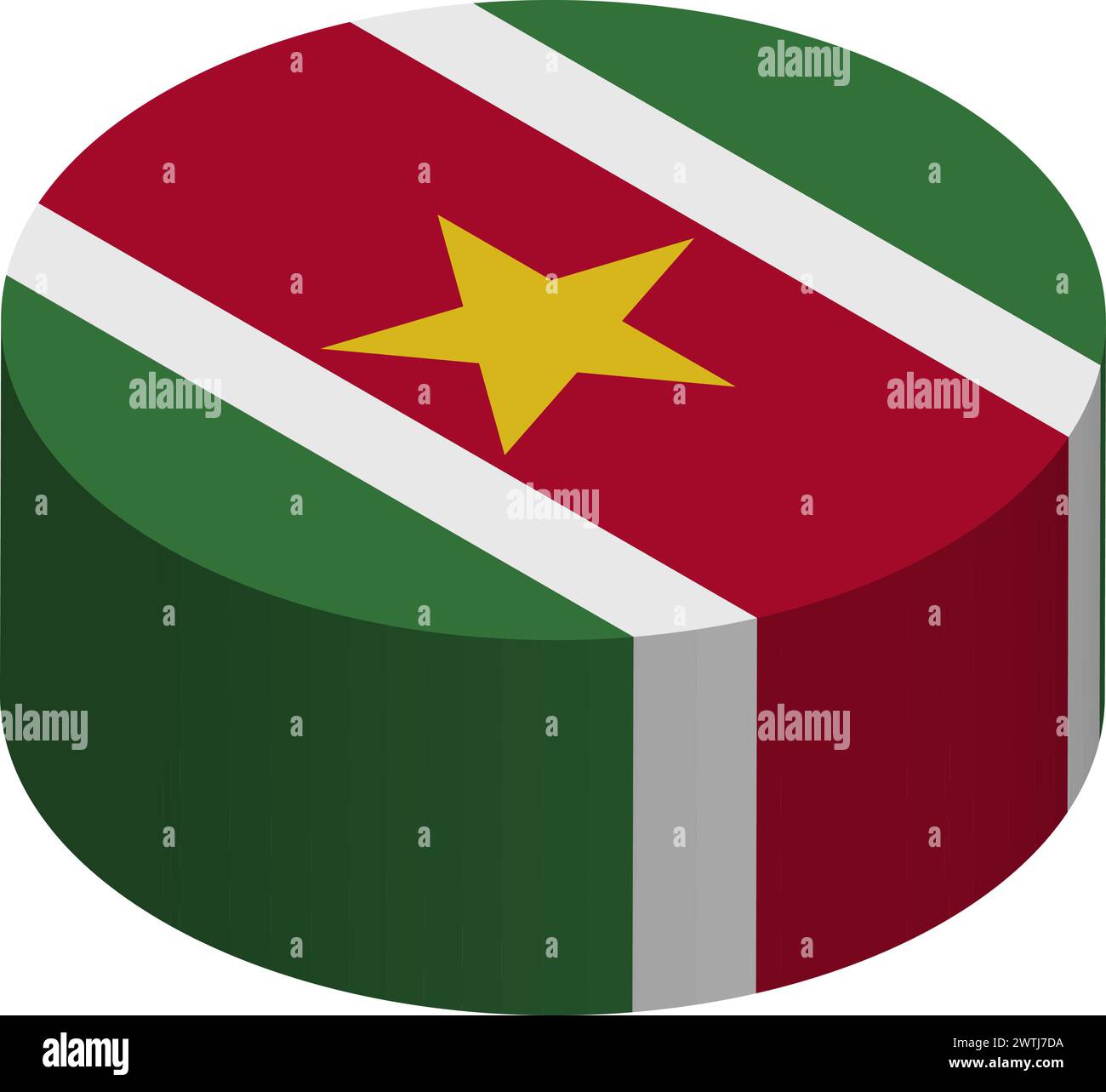 Suriname flag - 3D isometric circle isolated on white background. Vector object Stock Vector ...