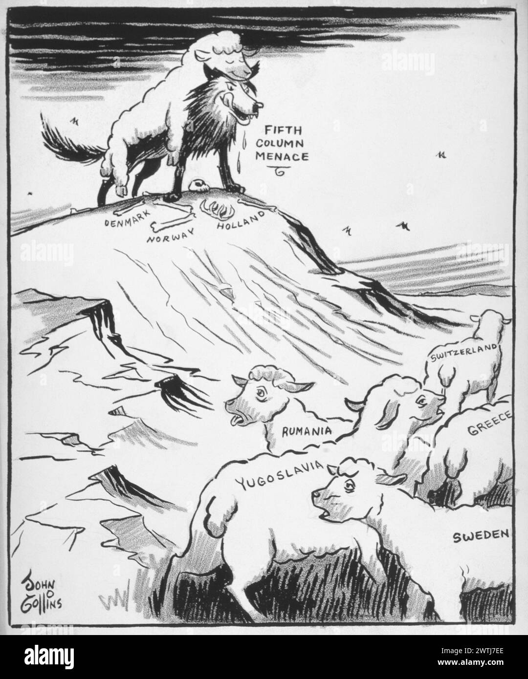Cartoon - Wolf in Sheep's Clothing. John Collins (1917-2007 Stock Photo ...