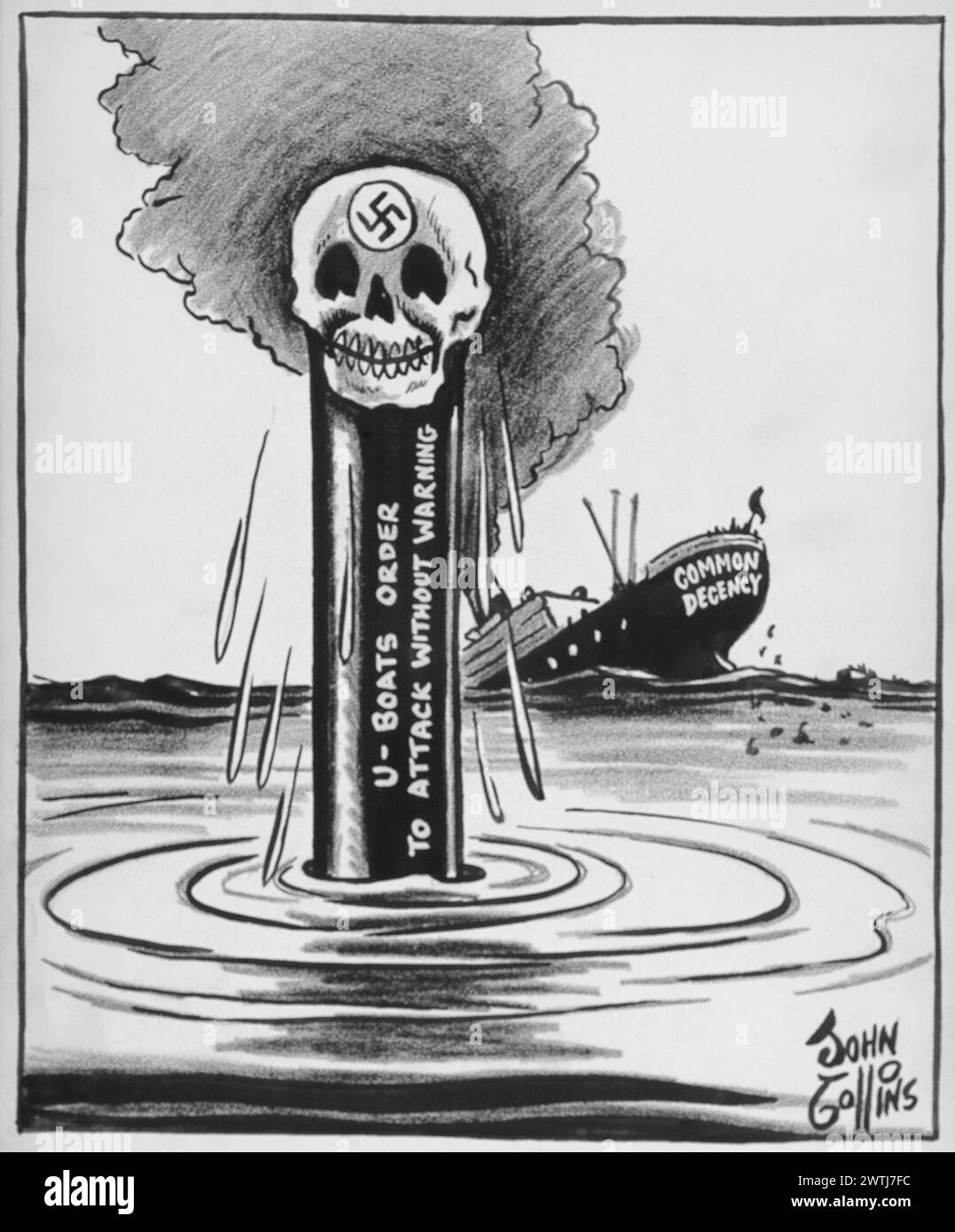 Cartoon - The First Victim. John Collins (1917-2007 Stock Photo - Alamy