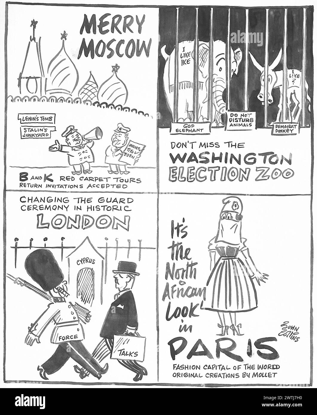 Cartoon - More Political Travel Posters. John Collins (1917-2007 Stock ...