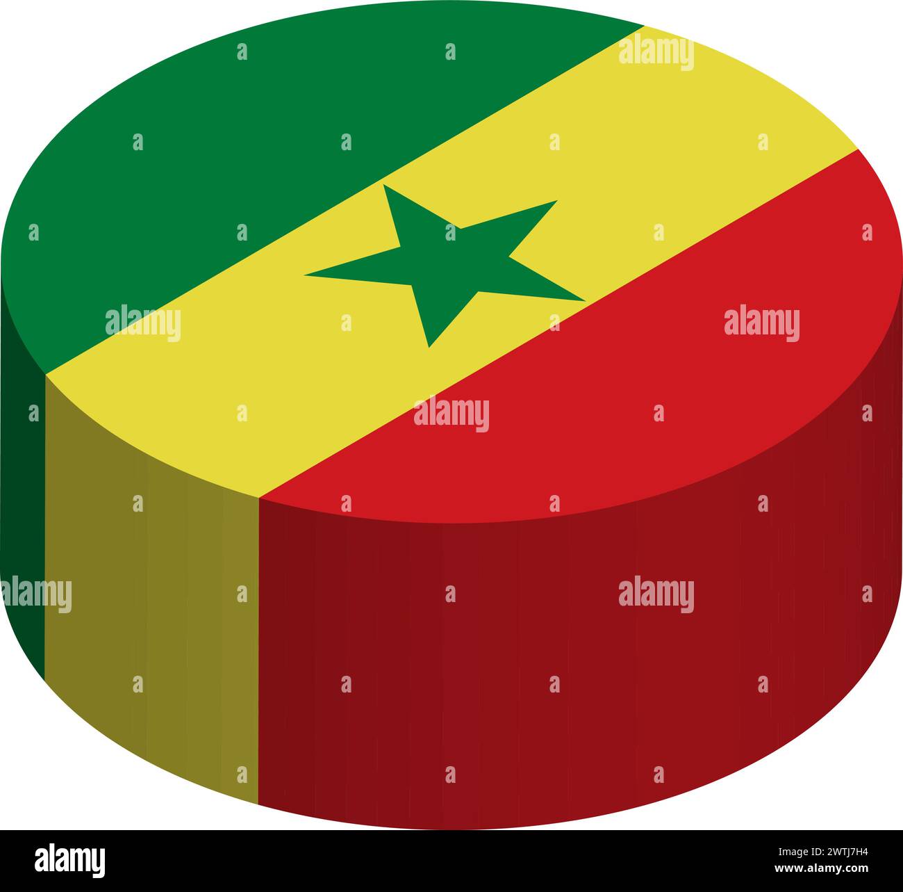 Senegal flag - 3D isometric circle isolated on white background. Vector object Stock Vector ...