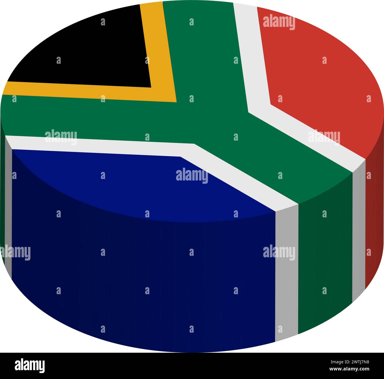 South Africa flag - 3D isometric circle isolated on white background. Vector object Stock Vector ...