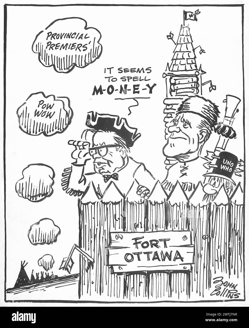 Cartoon - Interpreting the Smoke Signals. John Collins (1917-2007 Stock ...