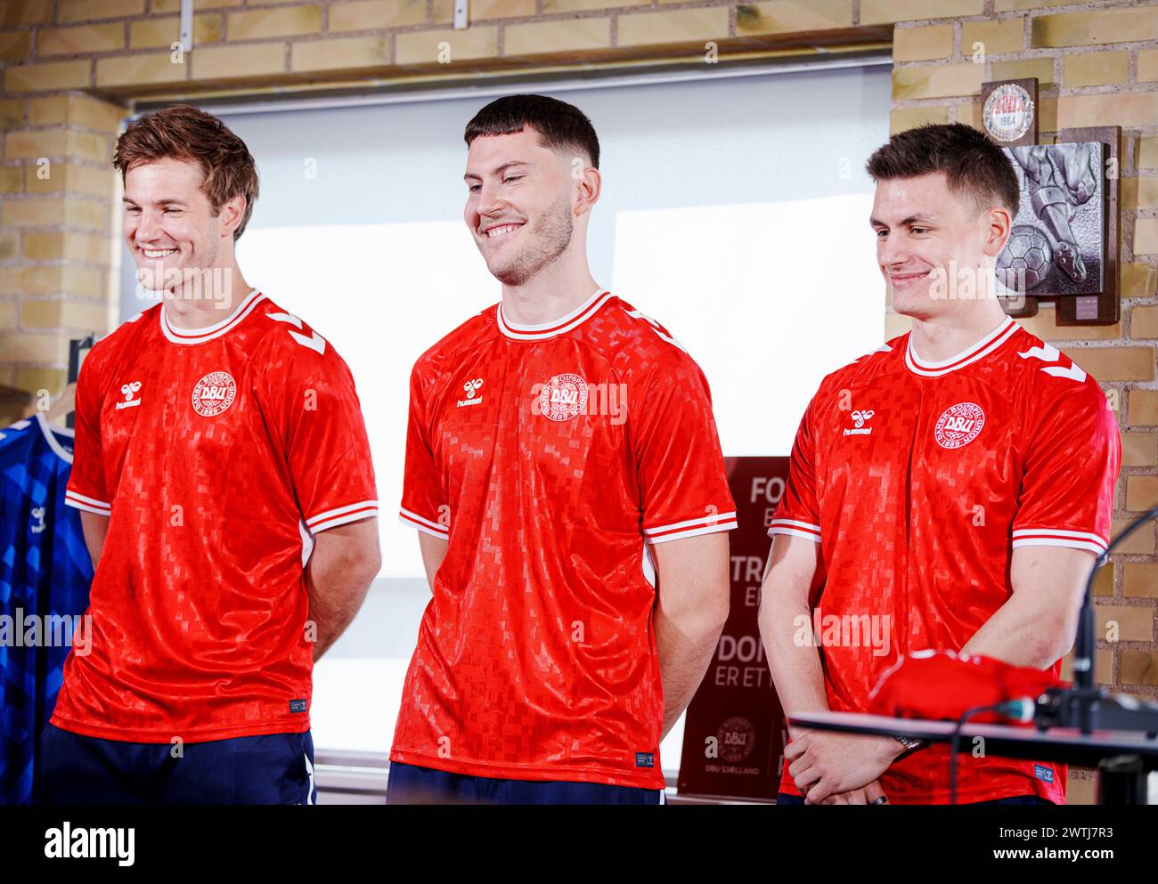 Joachim Andersen, Jonas Wind and Joachim Maehle during the presentation ...