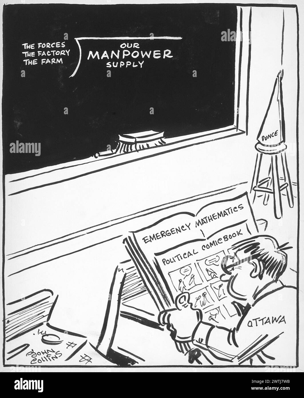 Cartoon - Problem in Defence Division. John Collins (1917-2007 Stock ...