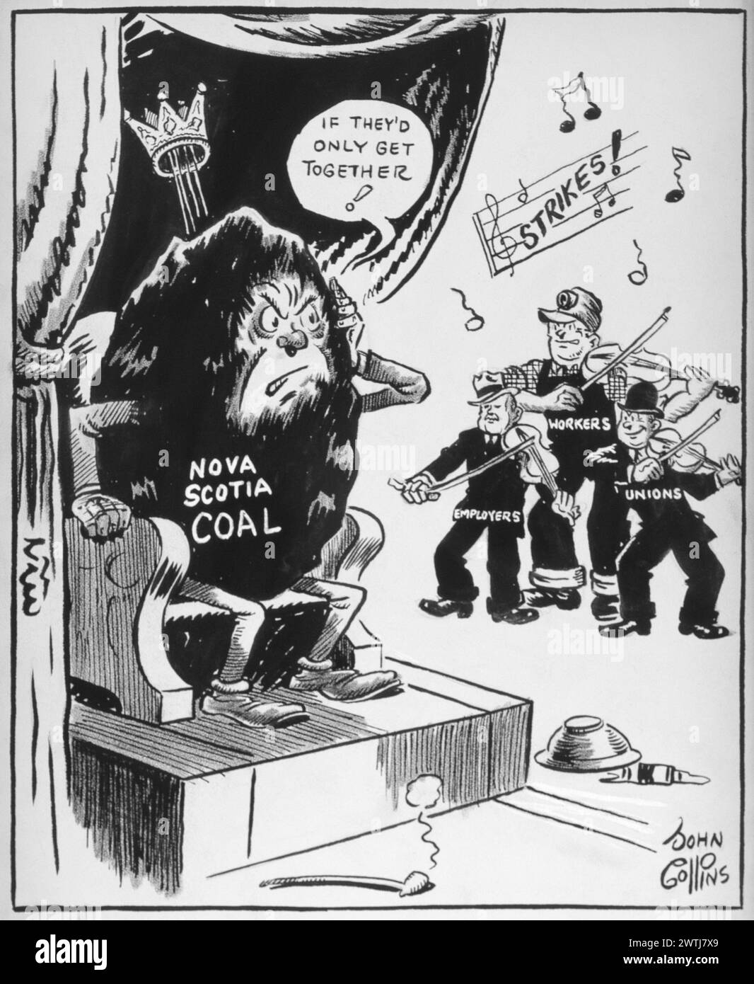 Cartoon - Old King Coal. John Collins (1917-2007 Stock Photo - Alamy