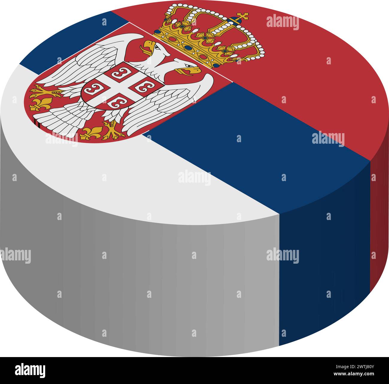 Serbia flag - 3D isometric circle isolated on white background. Vector object Stock Vector Image ...