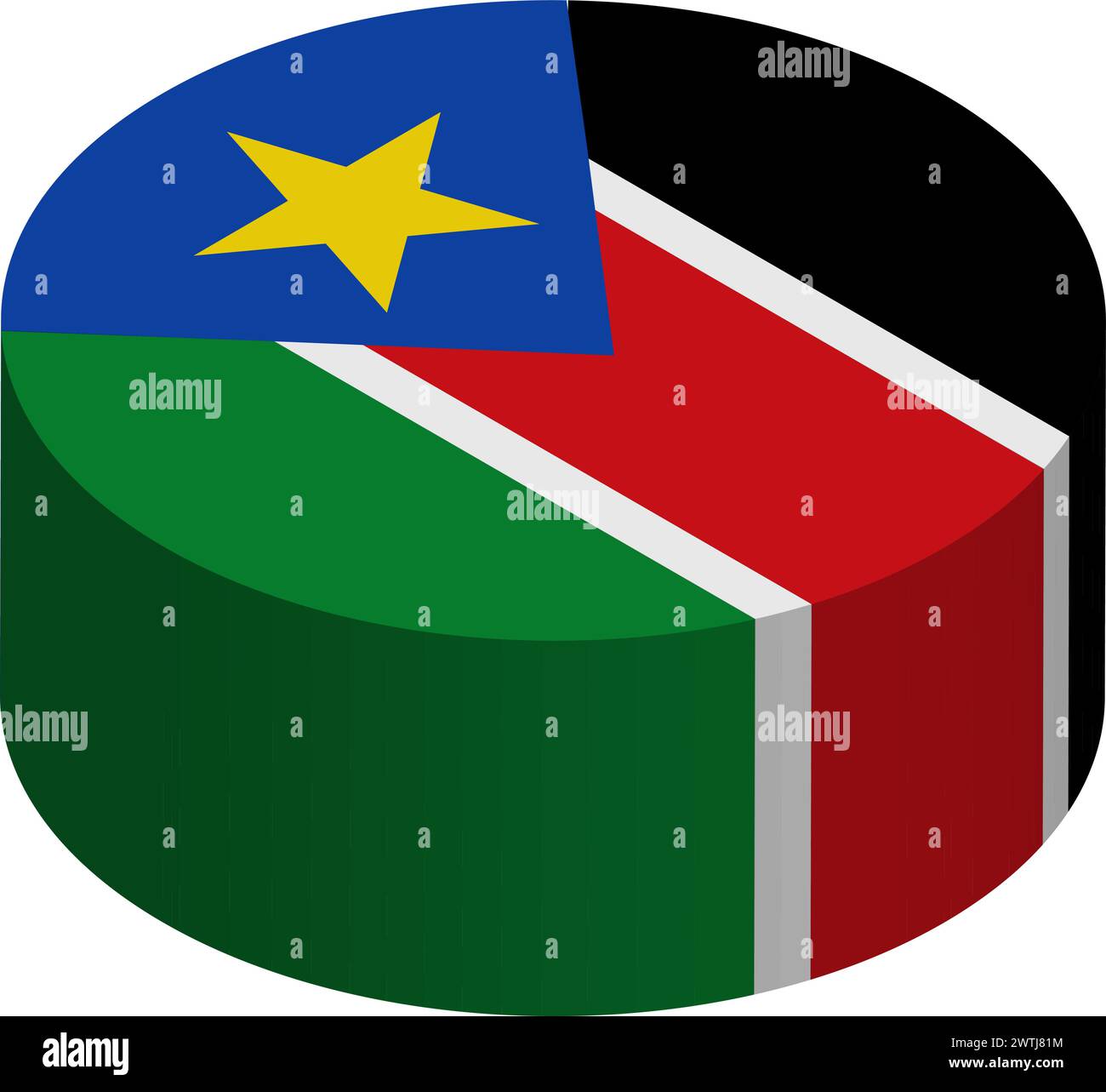 South Sudan flag - 3D isometric circle isolated on white background. Vector object Stock Vector ...