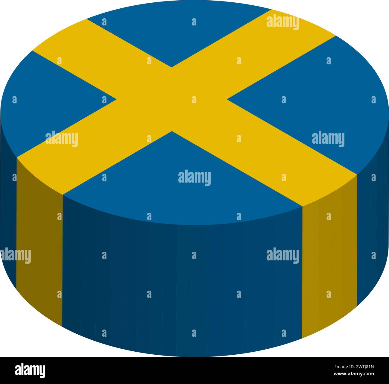 Sweden flag - 3D isometric circle isolated on white background. Vector object Stock Vector Image ...