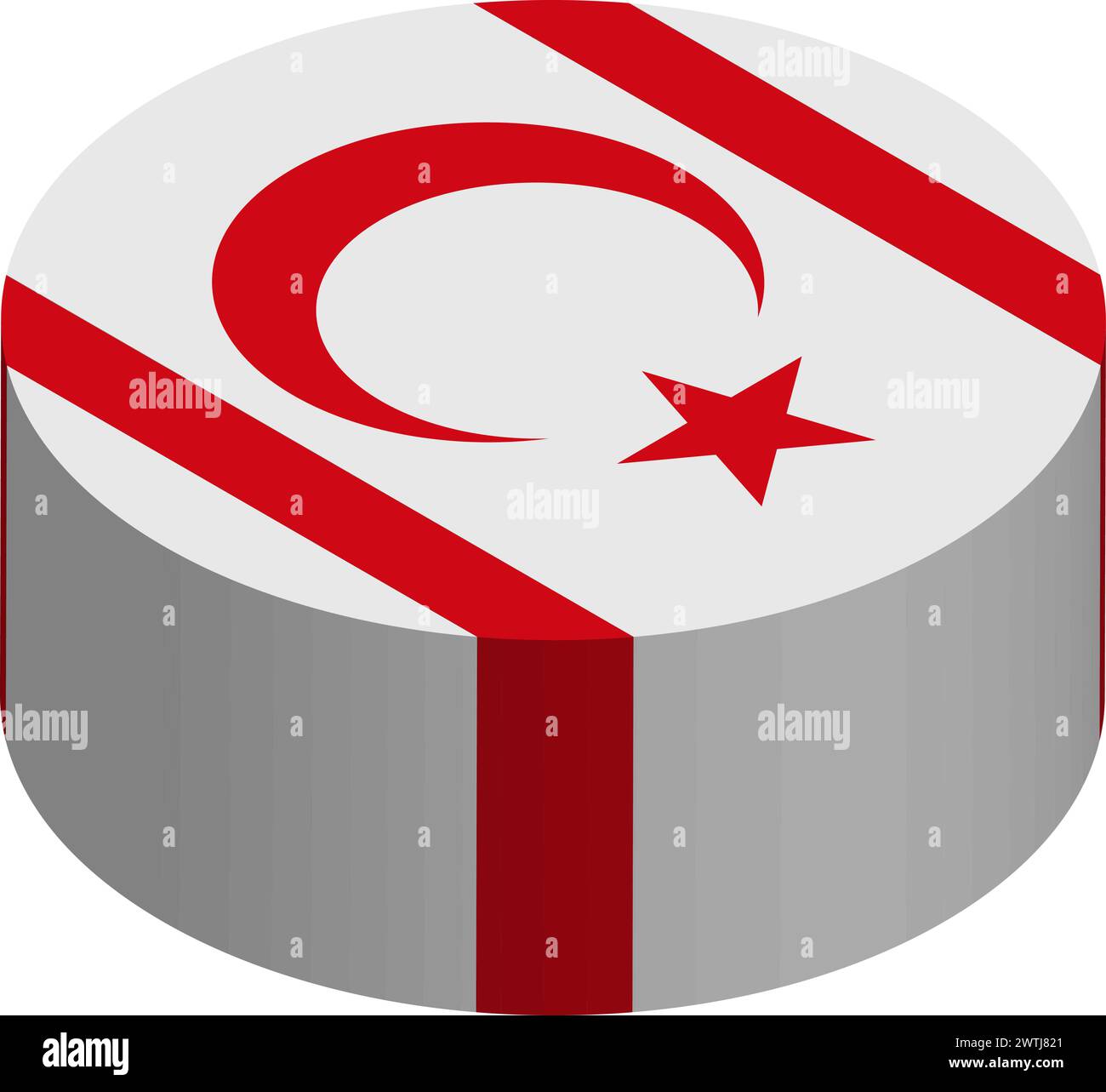 Northern Cyprus flag - 3D isometric circle isolated on white background. Vector object Stock ...