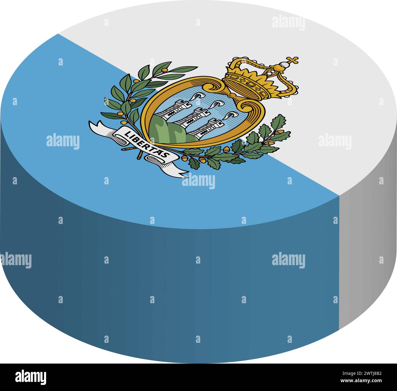 San Marino flag - 3D isometric circle isolated on white background. Vector object Stock Vector ...