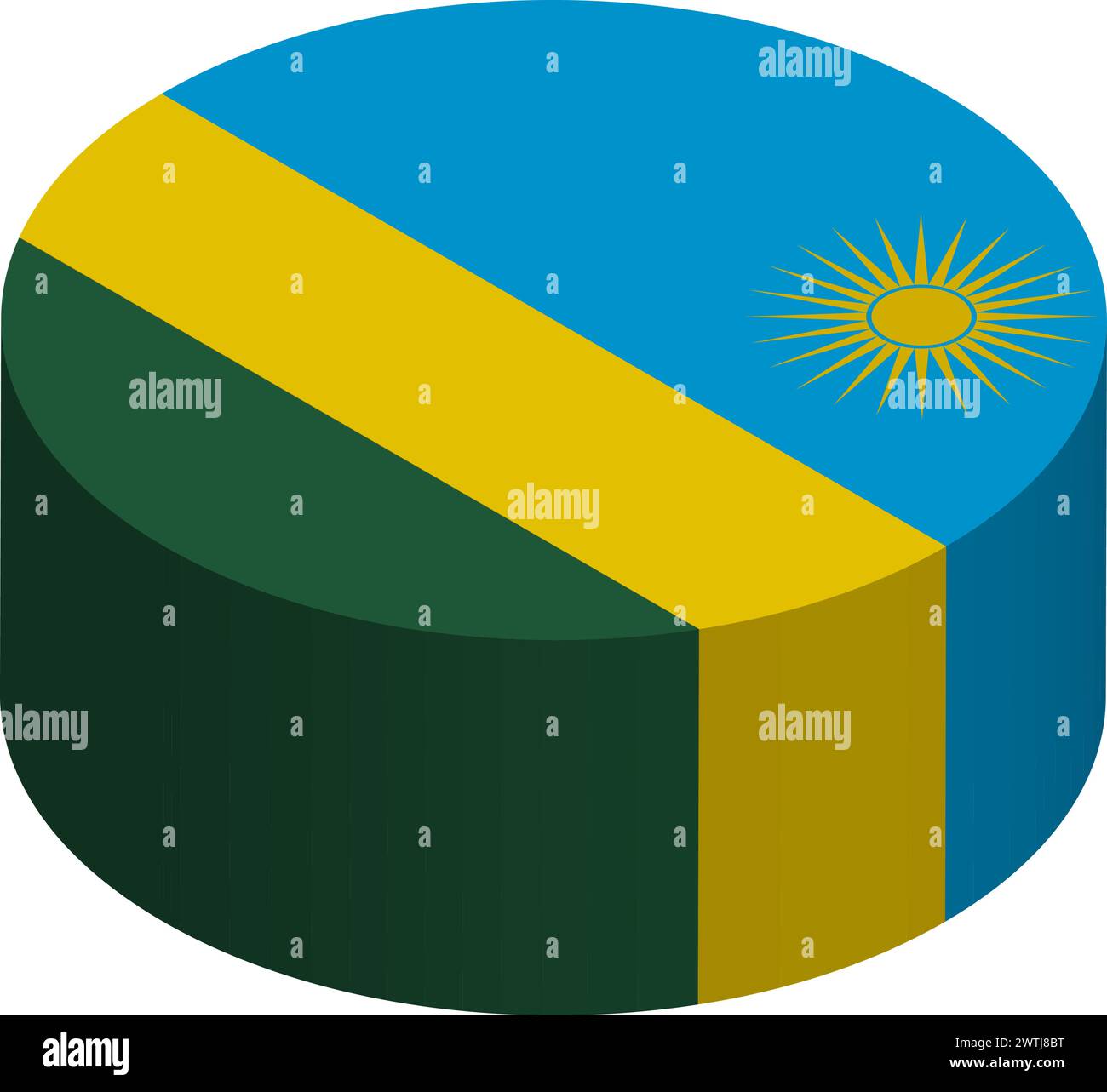 Rwanda flag - 3D isometric circle isolated on white background. Vector object Stock Vector Image ...