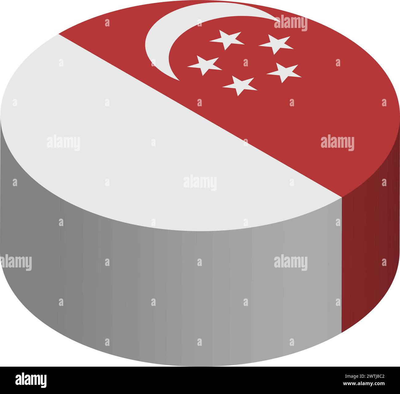 Singapore flag - 3D isometric circle isolated on white background. Vector object Stock Vector ...