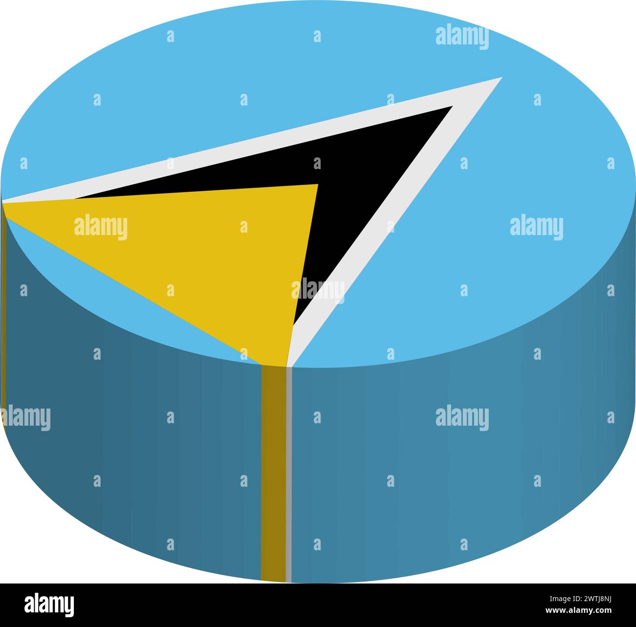 Saint Lucia flag - 3D isometric circle isolated on white background. Vector object Stock Vector ...