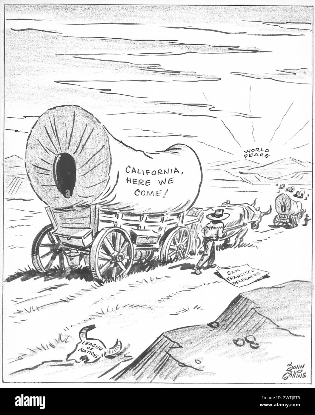 Cartoon - The Pioneers of 1945. John Collins (1917-2007 Stock Photo - Alamy