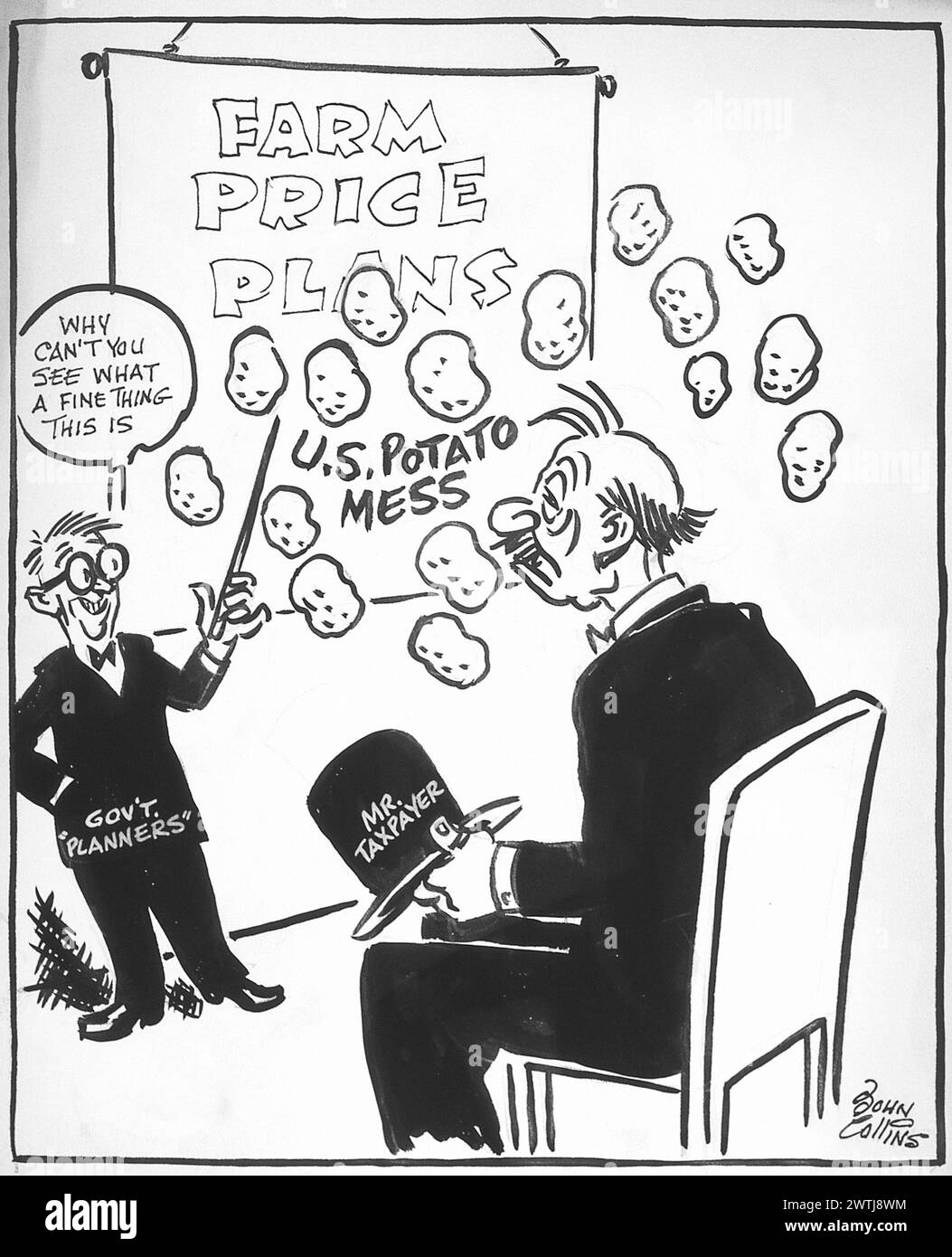 Cartoon - Spuds Before His Eyes. John Collins (1917-2007 Stock Photo ...