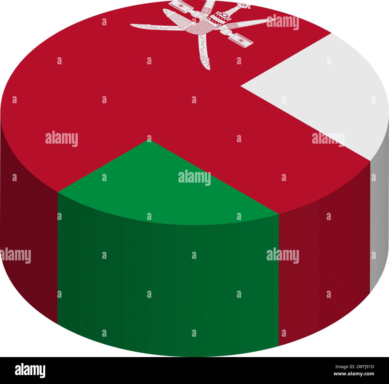 Oman flag - 3D isometric circle isolated on white background. Vector object Stock Vector Image ...