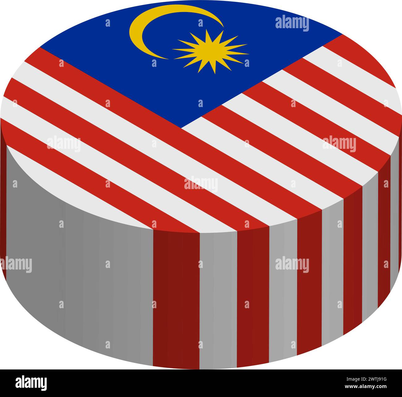 Malaysia flag - 3D isometric circle isolated on white background. Vector object Stock Vector ...
