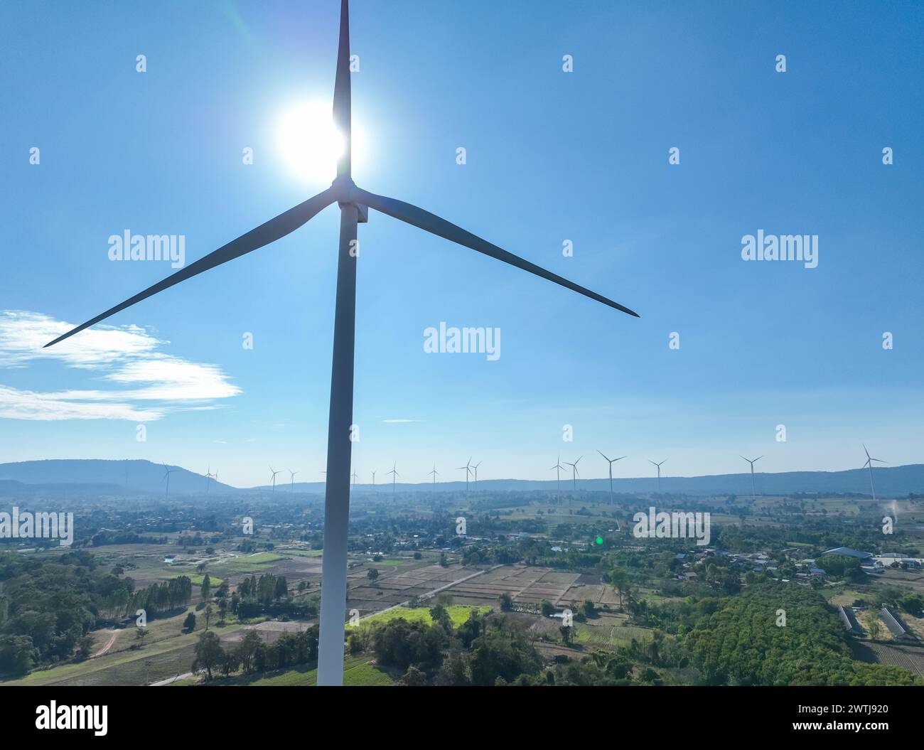Landscape of wind farm. Wind energy. Wind power. Sustainable, renewable ...