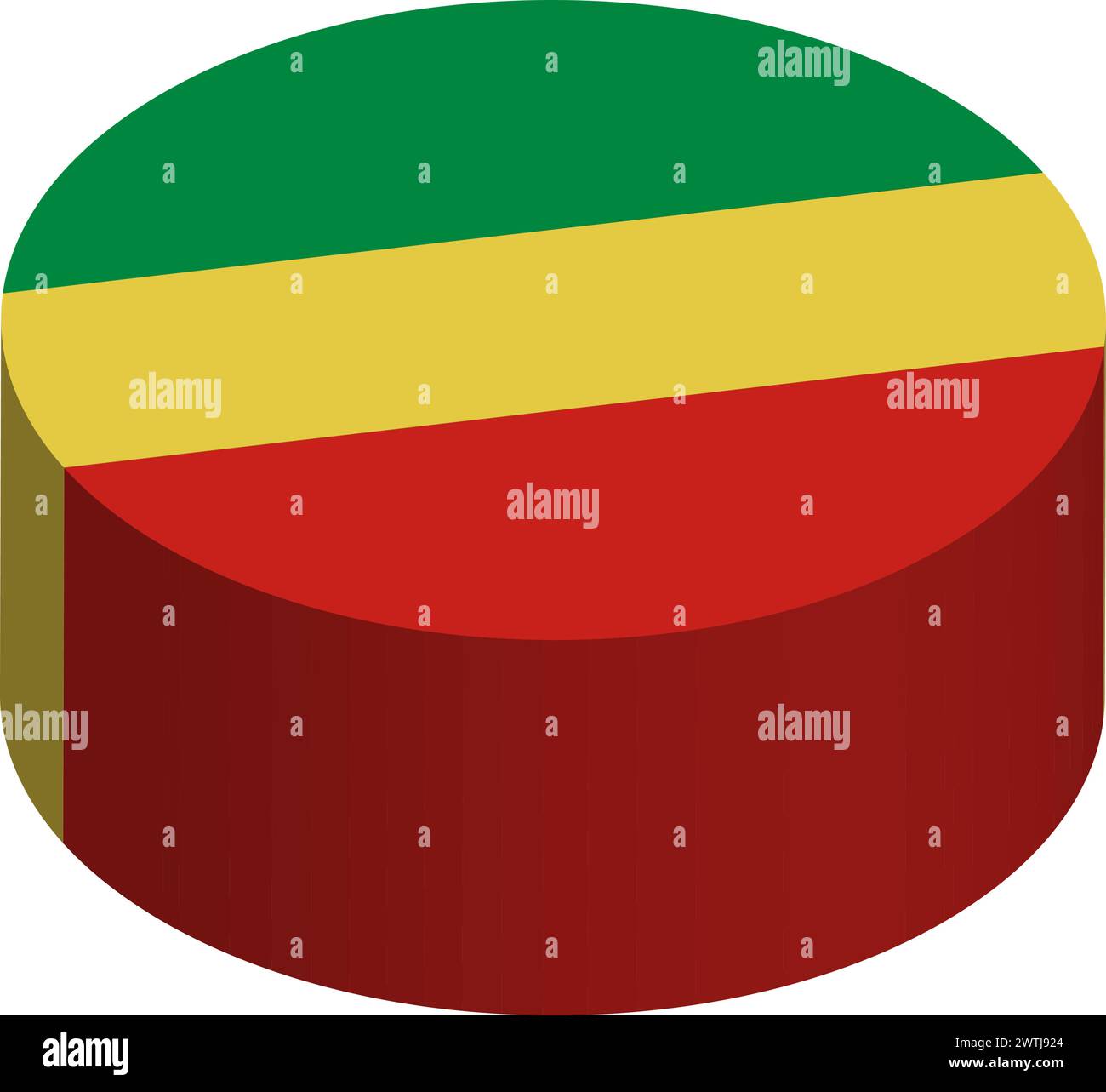 Republic of the Congo flag - 3D isometric circle isolated on white background. Vector object ...