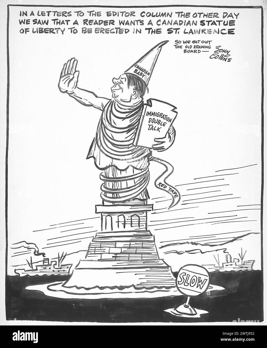 Cartoon - Our Statue of Liberty. John Collins (1917-2007 Stock Photo ...