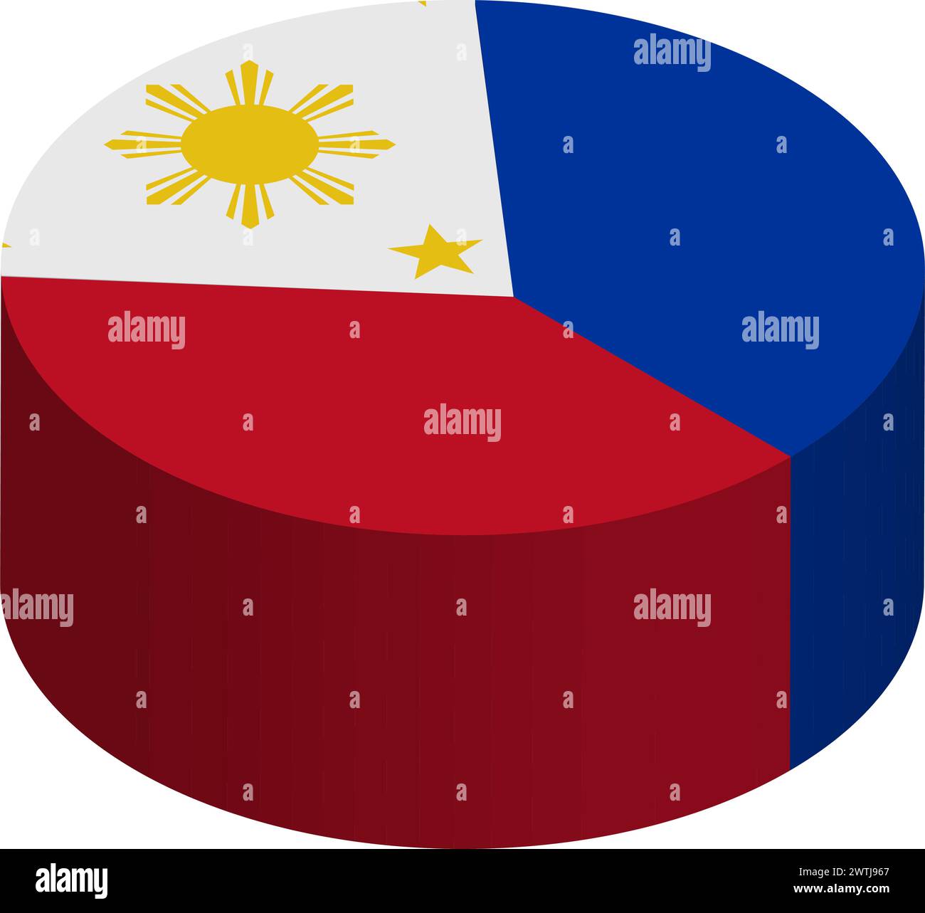 Philippines flag - 3D isometric circle isolated on white background. Vector object Stock Vector ...