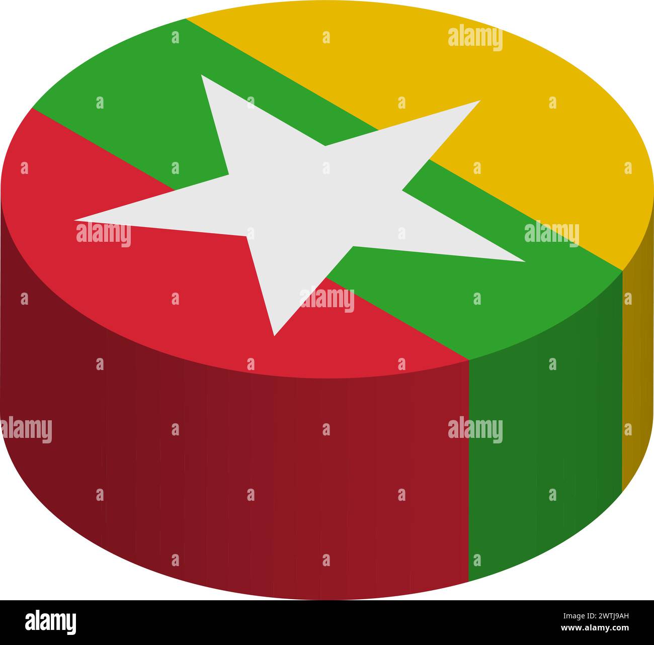 Myanmar flag - 3D isometric circle isolated on white background. Vector object Stock Vector ...