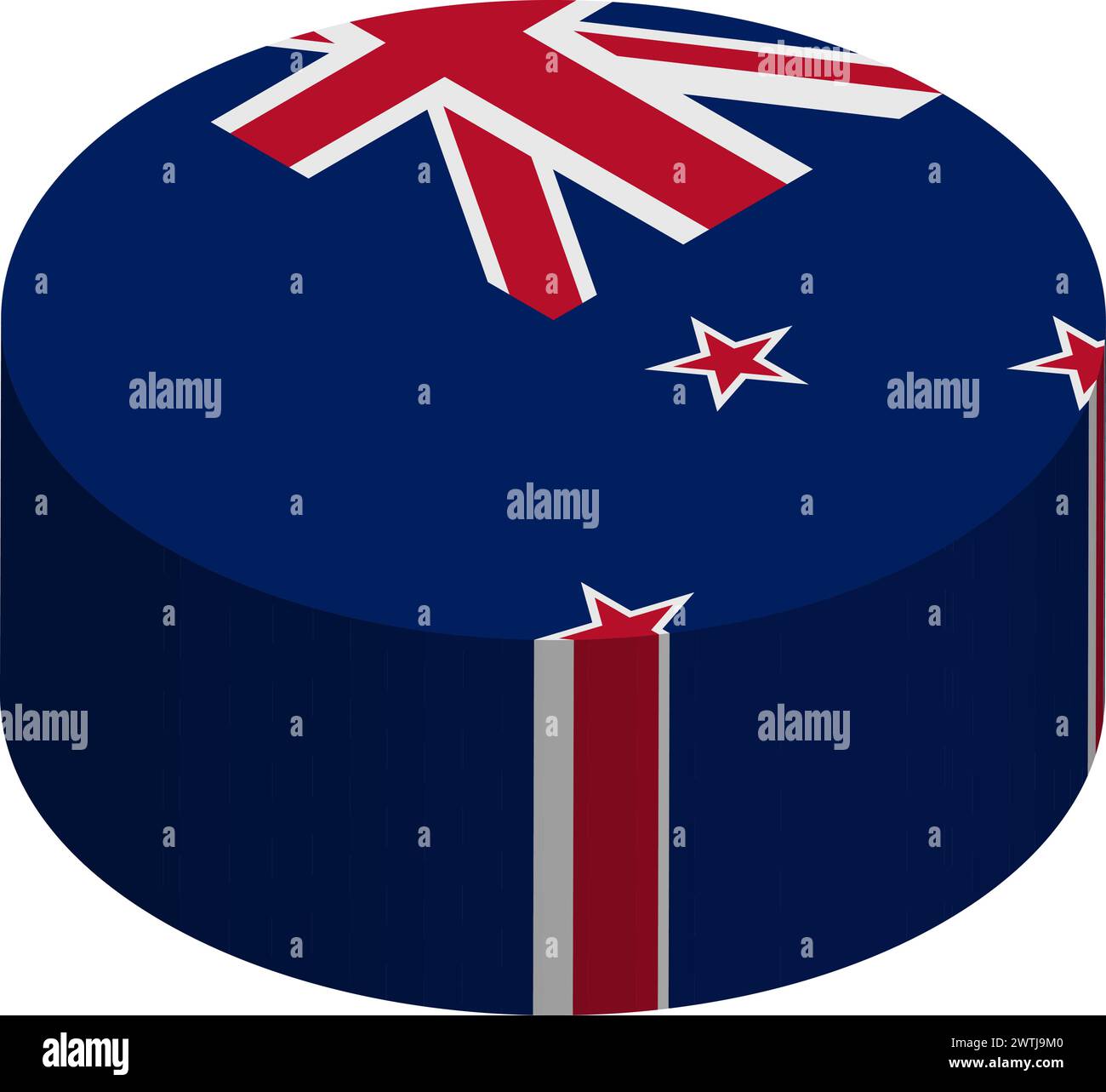 New Zealand flag - 3D isometric circle isolated on white background. Vector object Stock Vector ...