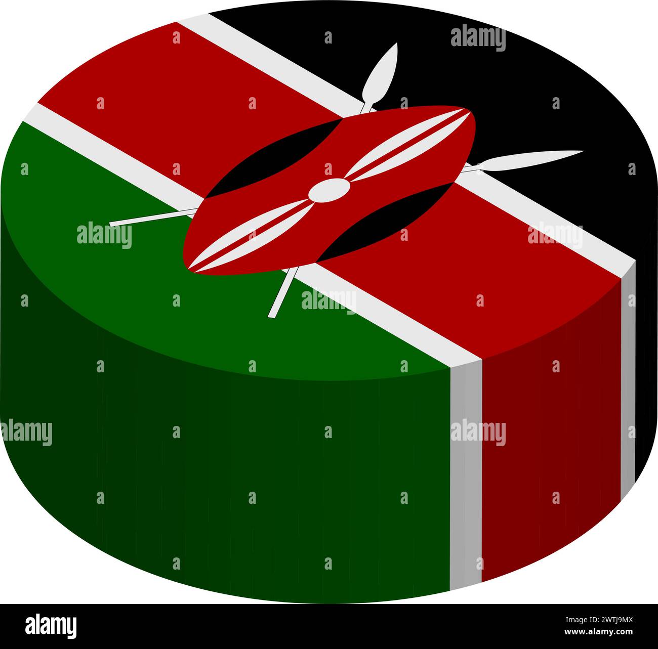 Kenya flag - 3D isometric circle isolated on white background. Vector object Stock Vector Image ...