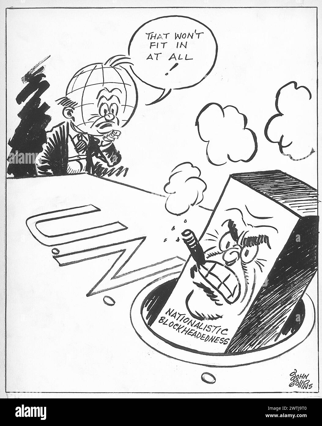 Cartoon - Square Peg in a Round Hole. John Collins (1917-2007 Stock ...