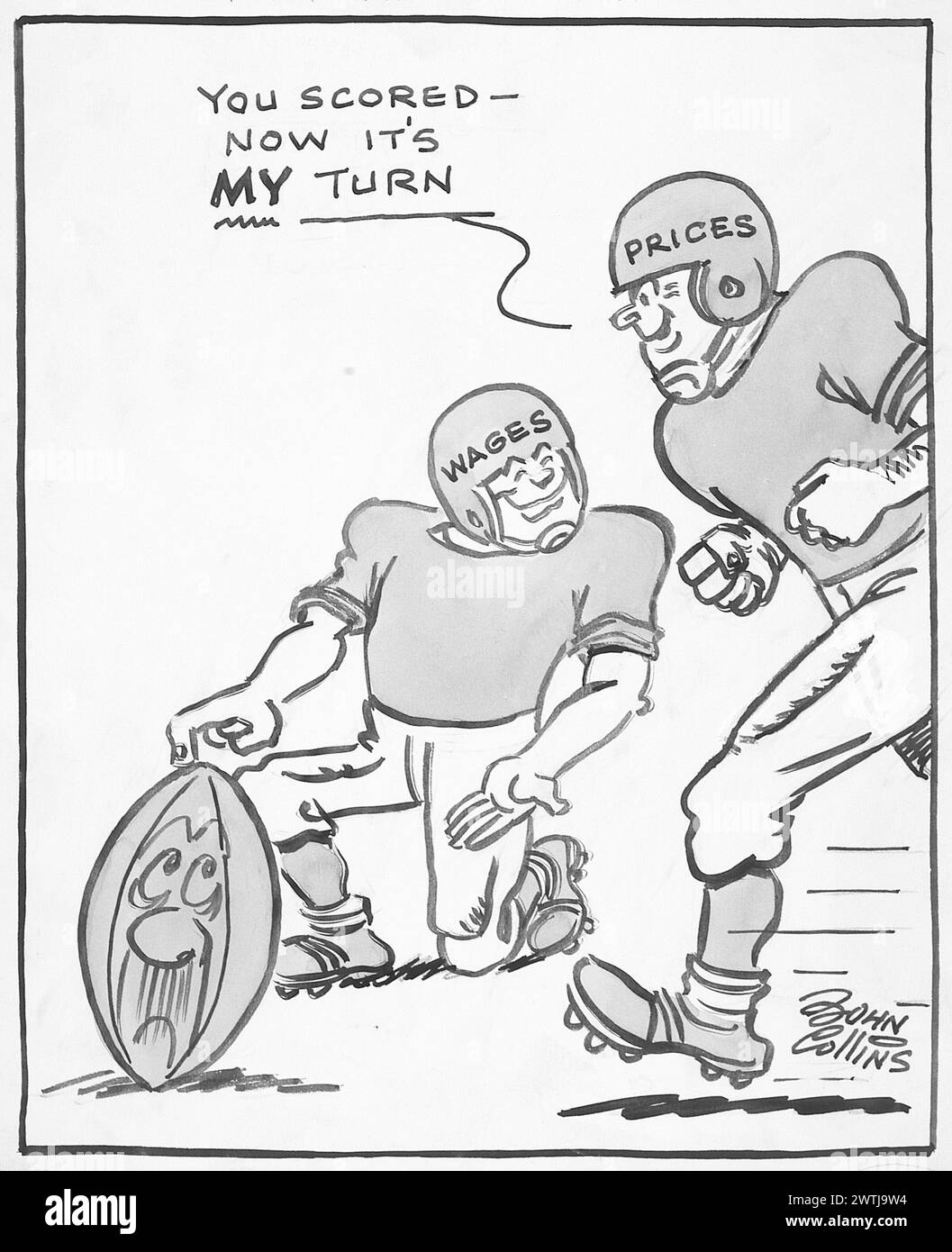 Cartoon - Point After Touchdown. John Collins (1917-2007 Stock Photo ...