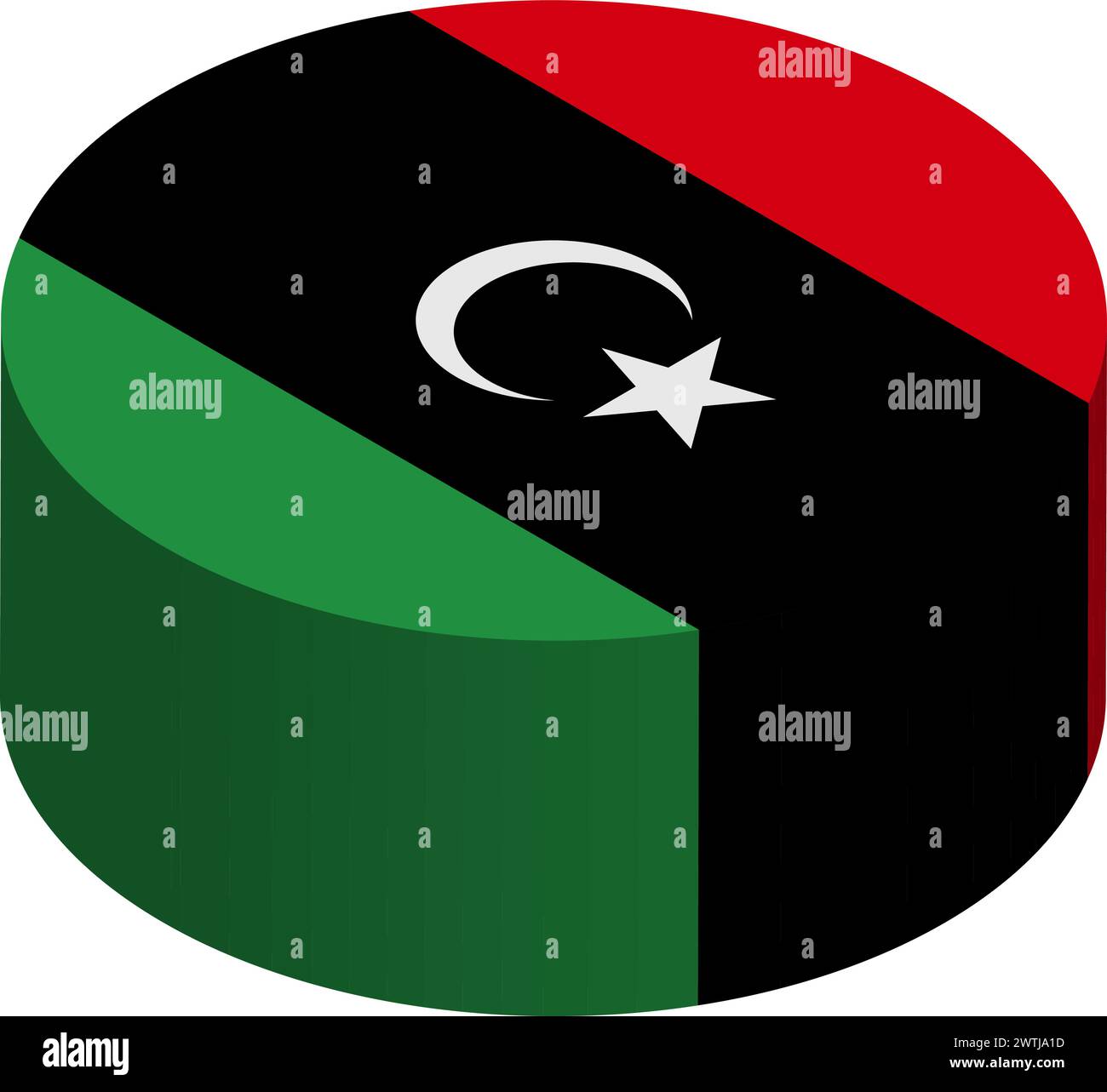 Libya flag - 3D isometric circle isolated on white background. Vector object Stock Vector Image ...