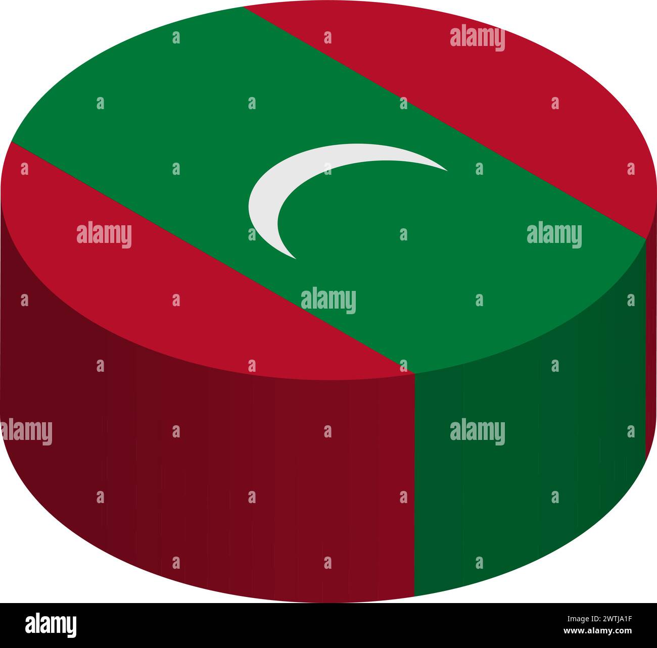 Maldives flag - 3D isometric circle isolated on white background. Vector object Stock Vector ...