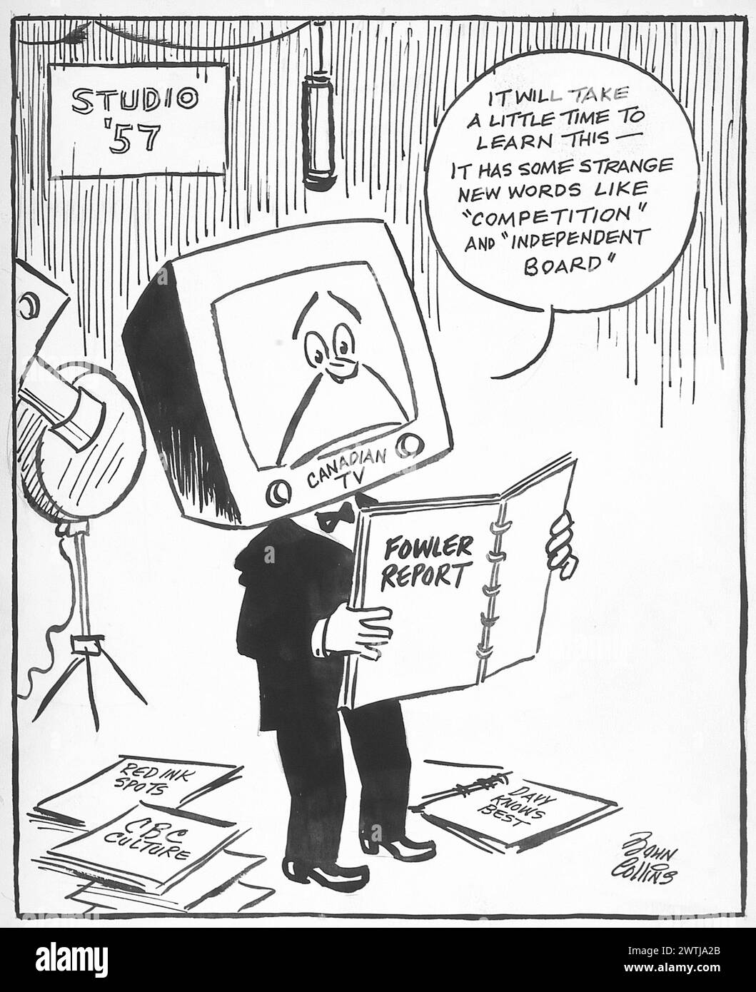 Cartoon - The New Script. John Collins (1917-2007 Stock Photo - Alamy