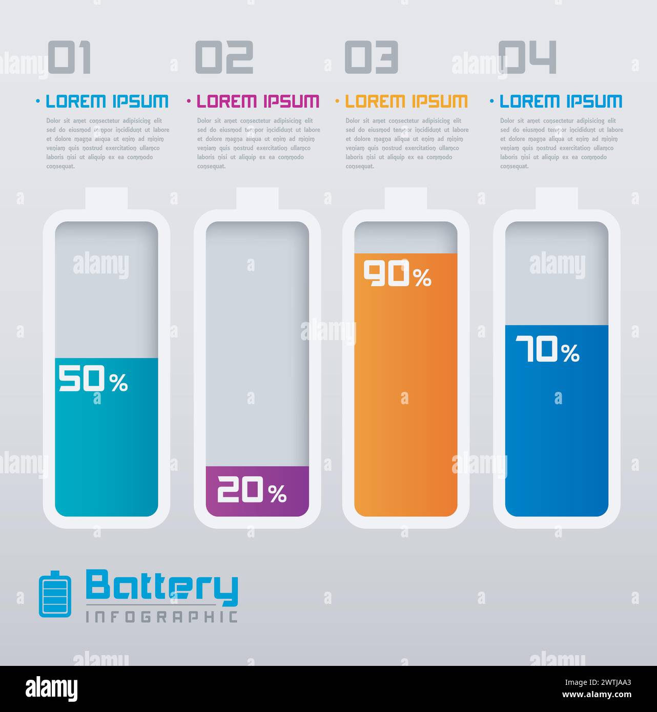 Digital Battery with Percentage Info Graphics Element, Vector ...