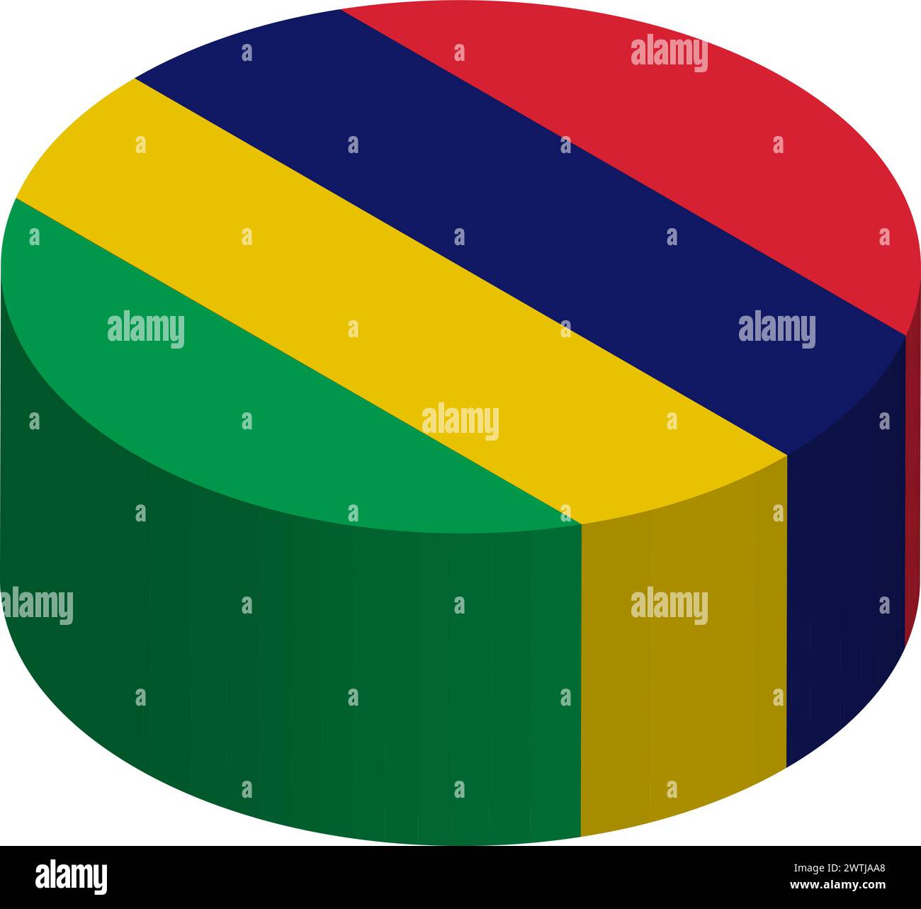 Mauritius flag - 3D isometric circle isolated on white background. Vector object Stock Vector ...