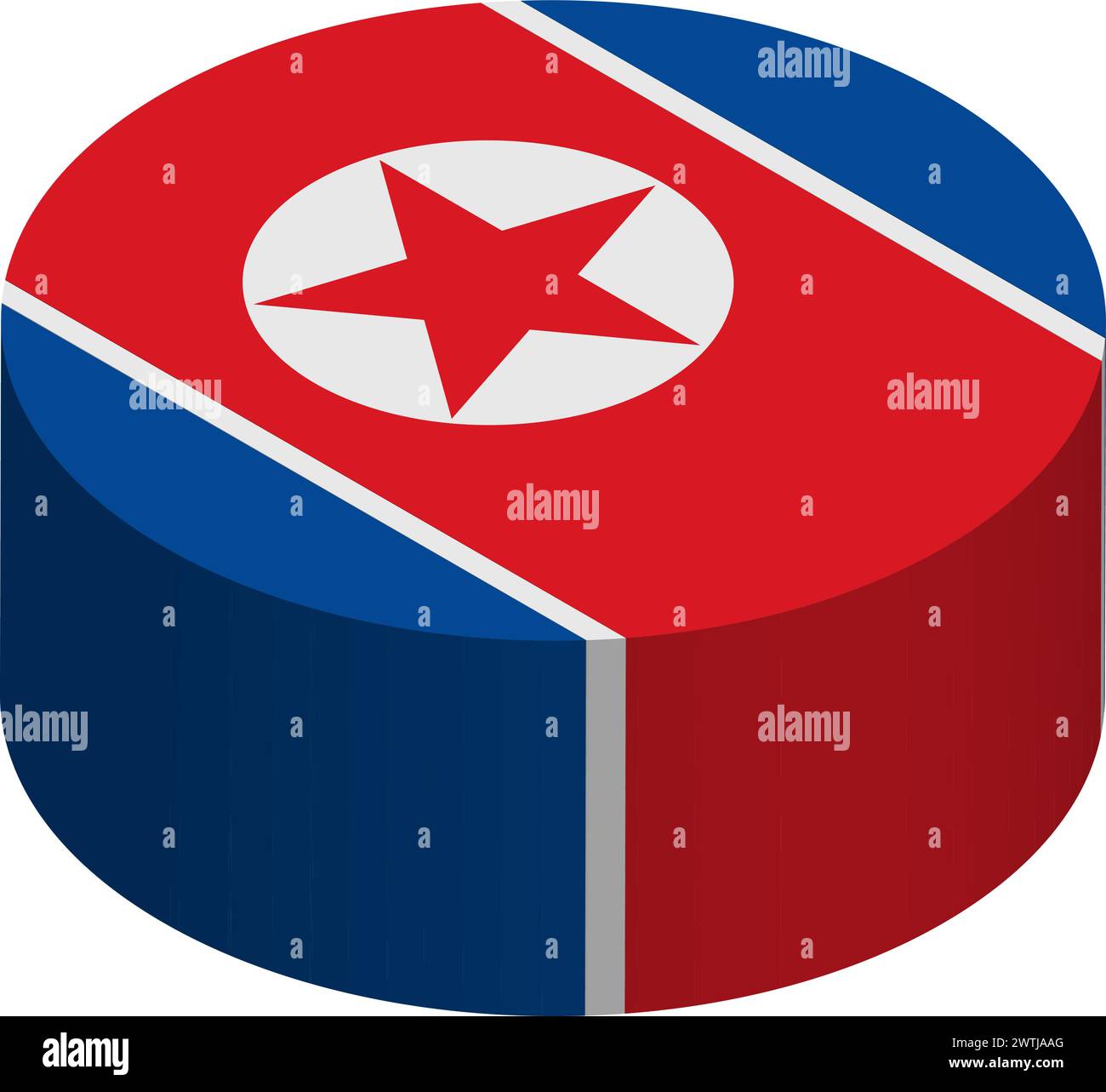 North Korea flag - 3D isometric circle isolated on white background. Vector object Stock Vector ...