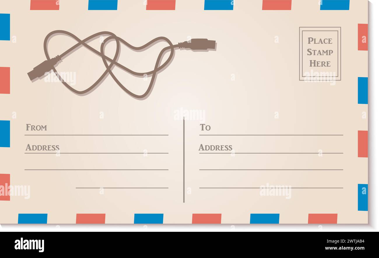 Vintage Letter Postcard Template, Vector Illustration Stock Vector ...