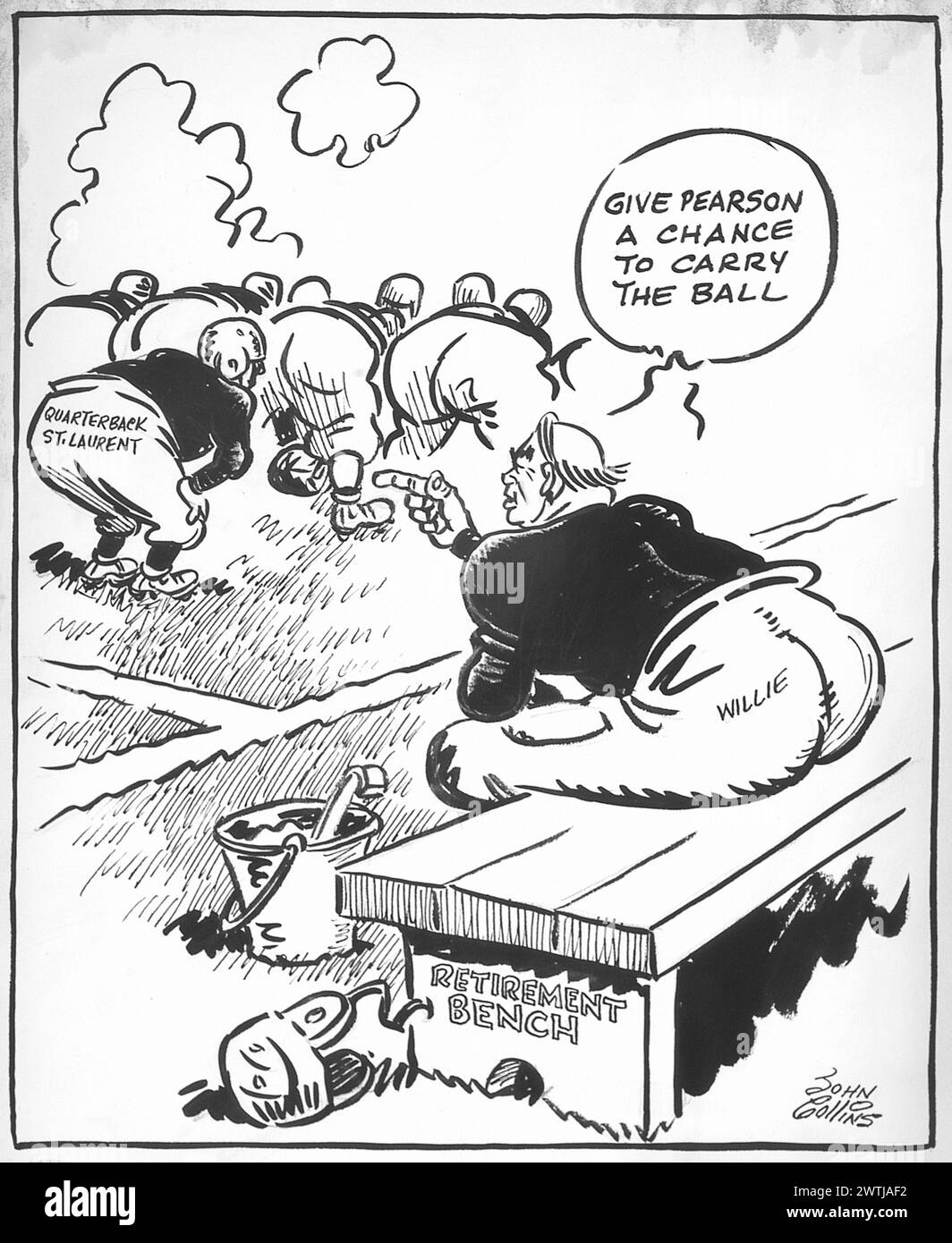 Cartoon - Still Calling the Plays. John Collins (1917-2007 Stock Photo ...