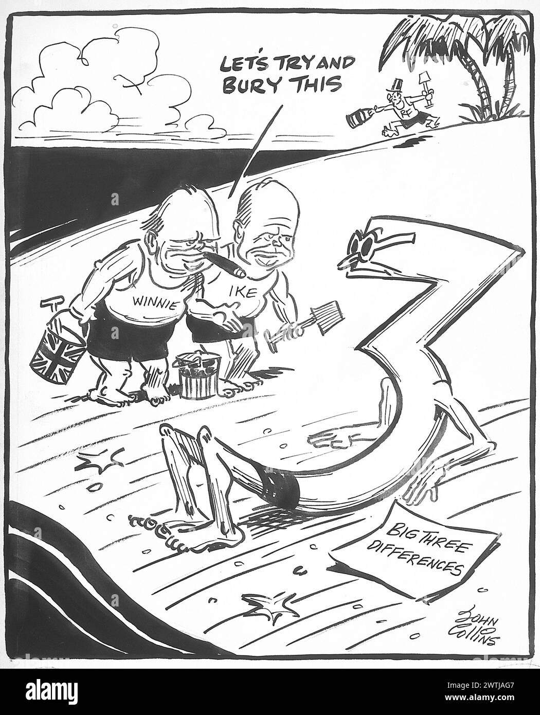 Cartoon - On the Beach to Bermuda. John Collins (1917-2007 Stock Photo ...