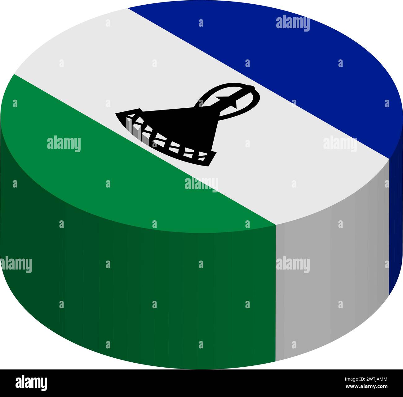 Lesotho flag - 3D isometric circle isolated on white background. Vector object Stock Vector ...