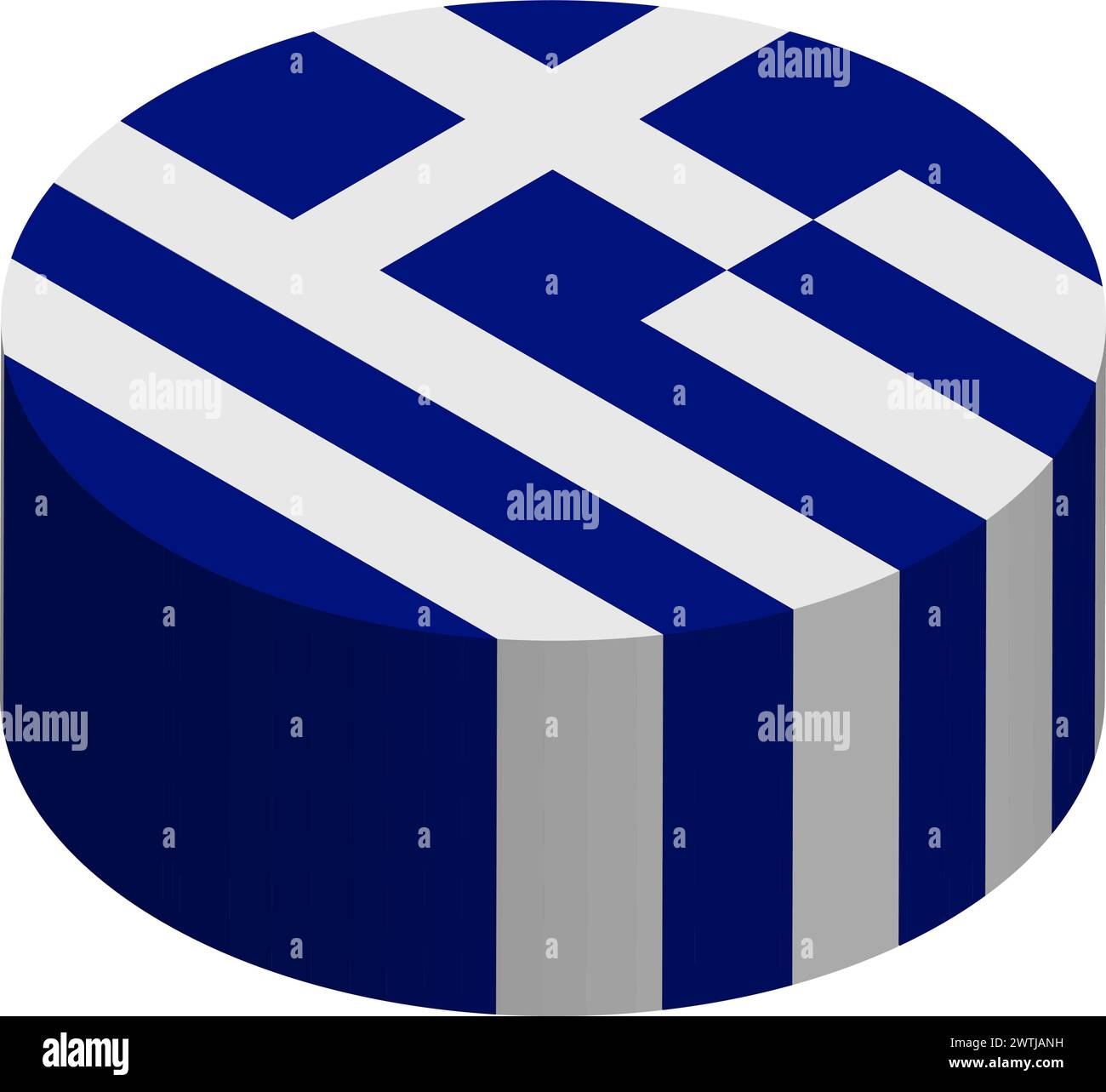 Greece flag - 3D isometric circle isolated on white background. Vector object Stock Vector Image ...
